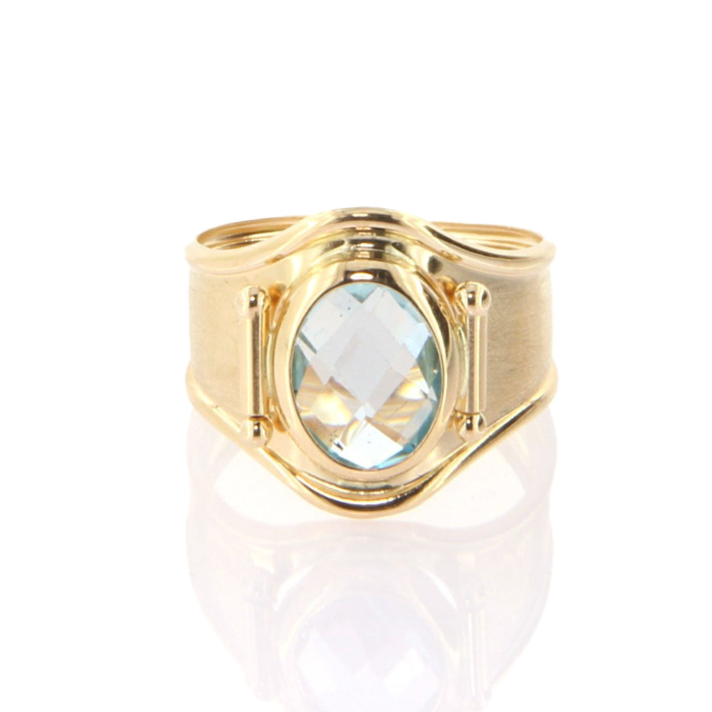 Anello Donna in Oro Giallo con Topazio Azzurro - Gioielleria Amadori