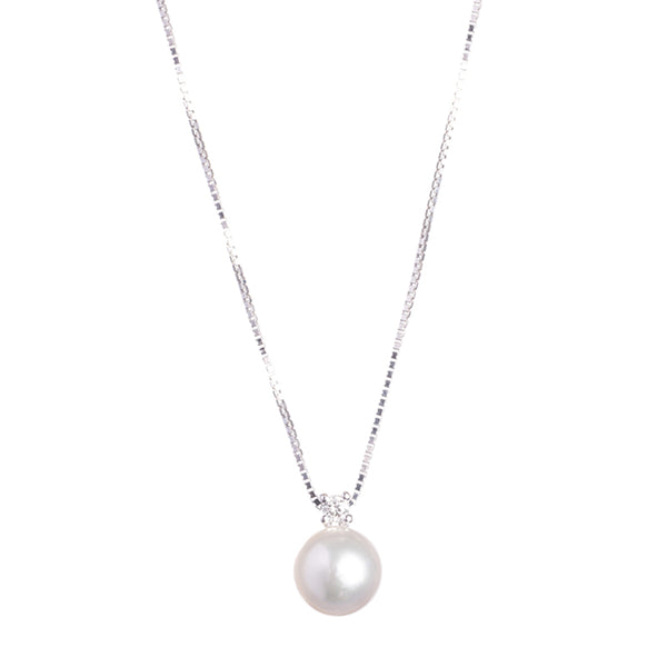 Collana in Oro Bianco con Diamanti e Perla Davite & Delucchi ...